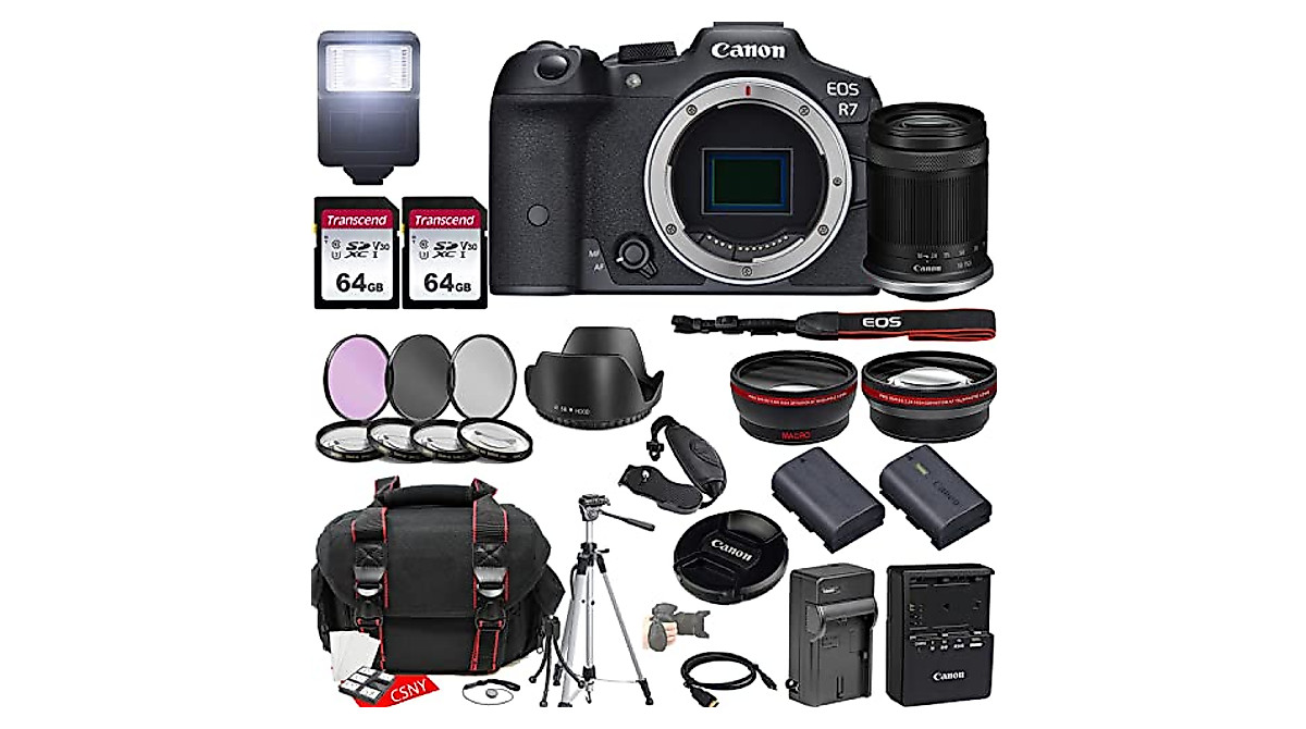 Canon EOS R7 Mirrorless Camera Bundle with 18-150mm Lens & Accessories