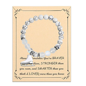Skater Bracelet Ice Skate Bracelet White Enameled Figure Skating Pendant Team Sport Skater Jewelry Skate Lover Gift (Bracelet)