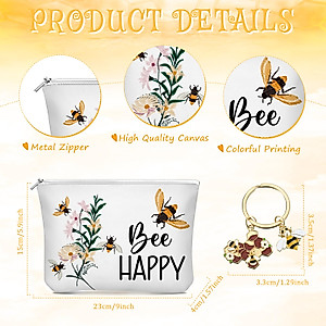 Sieral 3 Pcs Tumbler Cup Appreciation Gift Set Stainless Steel Tumbler Cup Cosmetic Bag Keychain Thank You Gift Graduation Gifts for Women Daughter Teacher Friends (Bee)
