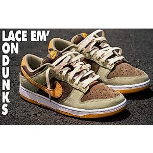 LitLaces - Premium Flat Cotton Shoe Laces Replacement for Air Jordan, Nike Dunk, Air Force 1, Converse, & Casual Shoes (White/Gold, 63")