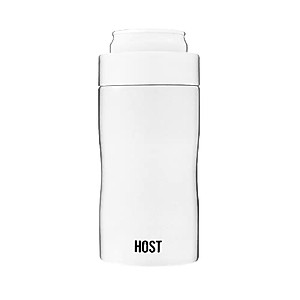 HOST Stay-Chill Beer Cozy Insulated Can Cooler Tumbler - Double Walled Stainless Steel Beer Can Insulator Holder for Slim Sized Cans - White
