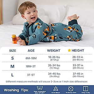 ZIGJOY Toddler Sleeping Bag, 1.5 TOG Baby Sleep Bag with Feet 100% Cotton Sleep Sack All Year Round for 18Months-3T Baby Girl Boy Essentials Excavator