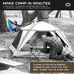Tree Camping Hammock for Outdoors – Lightweight Double Hammock with 2 Tree Straps, 2 Carabiners and Stuff Sack – 210T Parachute Nylon Triple Stitched to Support 500 lbs for Backpacking and Hiking