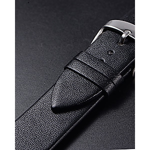 uxcell Black Genuine Leather Band 12mm Width, Flat Thin Elegant Leather Watch Strap for Women