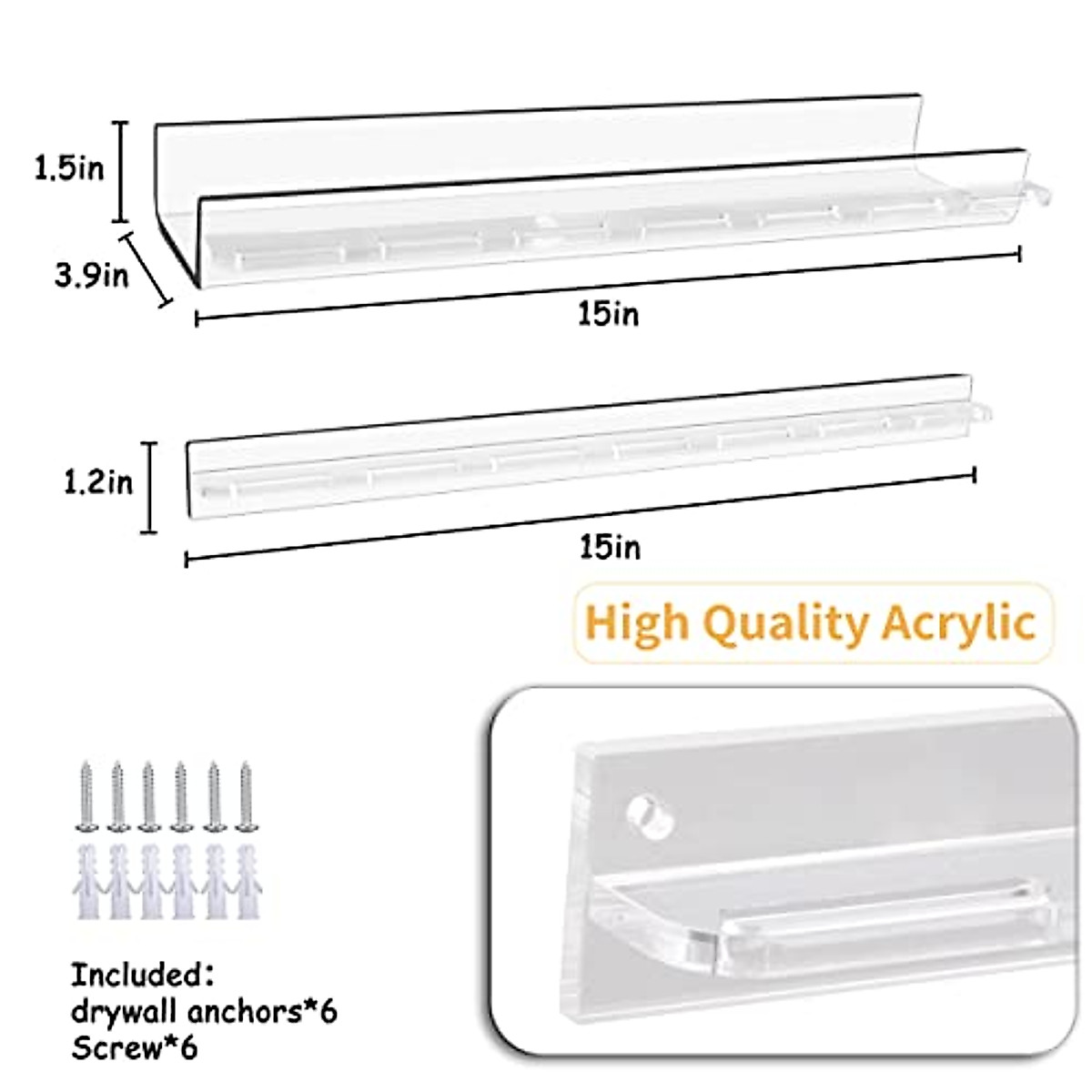 HONZUEN Acrylic Sunglasses Organizer 3 Pack, Clear Sunglasses Storage Holder Wall Mounted, Eyeglasses Holder Hanging Display Rack with Shelf, Eyewear Necklace Hanging for Entryway Living Room Bedroom