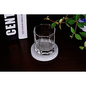 CNYANFEI 3pcs Selenite Charging Plates 4” Satin Spar Crystal Tray Natural Selenite Stone Coasters Circle Gemstone Slab Bulk