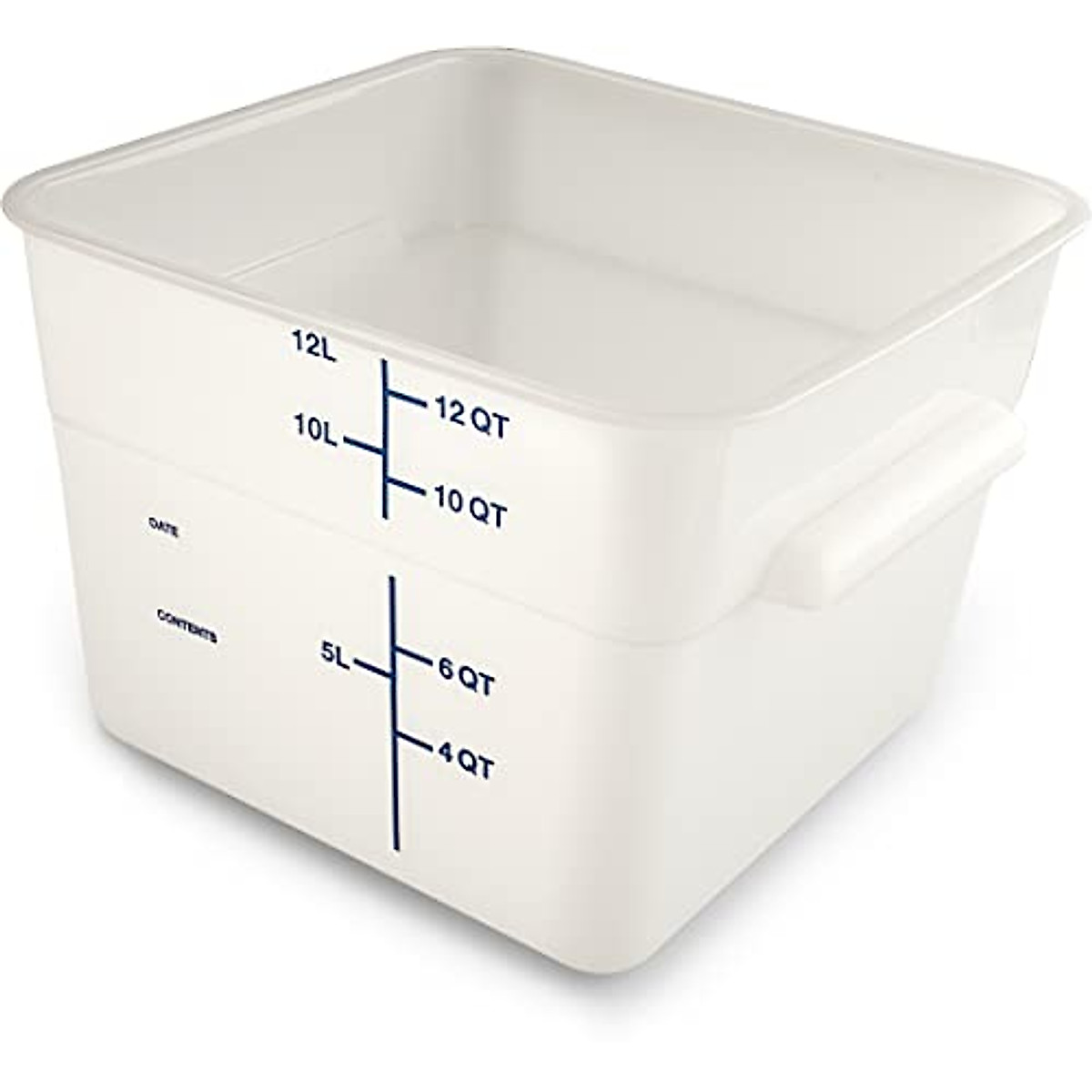 Carlisle FoodService Products Squares Square Food Storage Container with Stackable Design for Catering, Buffets, Restaurants, Plastic, 12 Quarts, White