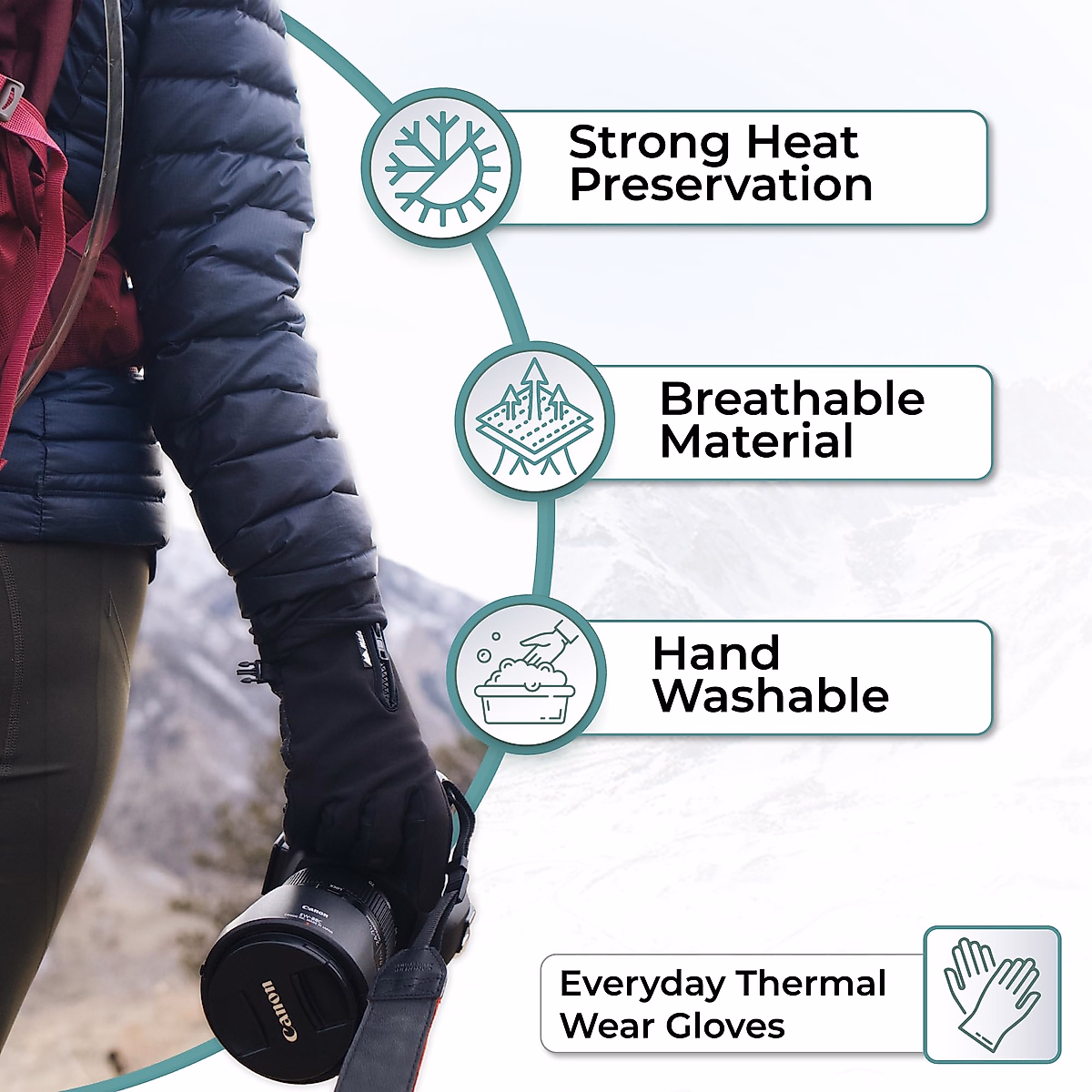 Mountain Made Cold Weather Gloves for Men and Women 2.0 with NEW UPGRADED ZIPPPERS,black,large