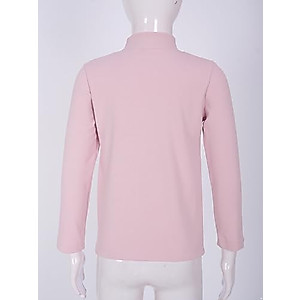 Xnihocha Kids Boys Girls Turtleneck Long Sleeve T-Shirt Printed Thermal Underwear Tops Tee Undershirt Pink 9-10 Years
