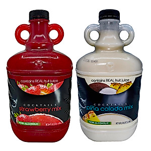 Non-Alcoholic 64 oz. Cocktail Combo Pack | by Dasher's Spice & Beans | 1 bottle of Each | (Stawberry Daiquiri & Pina Colada Mix)