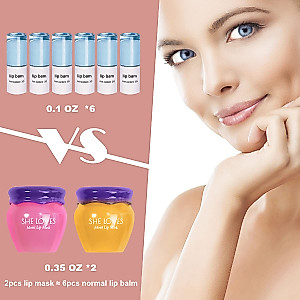 2PCS Lip Mask Overnight, Honey&Sakura Day and Night Repair Sleeping Lip Balm, Fade Lip Lines Bee Balm, Hydrating &Prevention Dry and Crack Lip Scrubs Exfoliator