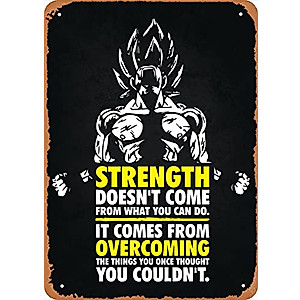 Ysirseu Strength Comes from Metal Tin Sign 8 x 12 in Anime Motivation Vintage Poster Man Cave Decorative for Kitchen