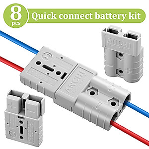 8 Pcs 10-12 Gauge Battery Quick Connector 50 Amp Battery Quick Connect Disconnect with 10/12 AWG, Wire Harness Plug Kit Cables Connect Disconnect Plug for Motor Recovery Winch Trailer Towing Systems