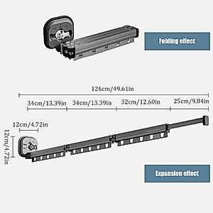 Peosaard Wall Mounted Drying Rack with Suction Cup, Tri-Collapsible Drying Rack, Retractable Laundry Clothes Drying Rack with 15 Hooks, Aluminum Wall Airer for Balcony, Bathroom 3 Fold