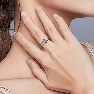 Women Vintage Gemstone Ring CZ Simulated Diamond Engagement Ring Bridal Wedding Band Party Rings (A, 8)