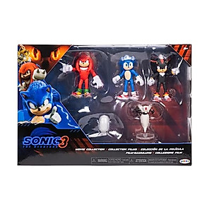 Sonic 3 Movie Action Figures 2.5-Inch Movie Collector Toy Figure Multi-Pack Includes Sonic Knuckles Shadow Buzz Bomber & Drone- Officially Licensed Toys