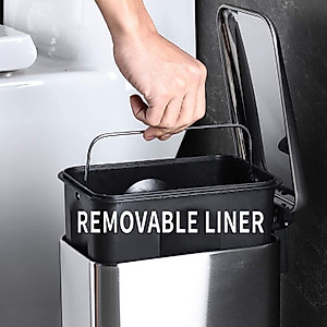 Magdisc Small Trash Can for Bathroom,Office,Bedroom, Rectangular Small Trash Can with Soft Close Lid,Step on Brushed Stainless Steel Trash Can, 5 Liter/1.3 Gallon