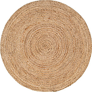 Unique Loom Braided Jute Collection Area Rug - Dhaka (5' 1" Round, Natural)