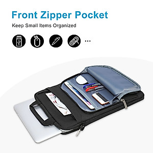 MOSISO Vertical Laptop Shoulder Bag Compatible with MacBook Air/Pro,13-13.3 inch Notebook,Compatible with MacBook Pro 14 2023-2021 A2779 M2 A2442 M1 with Front Raised Pockets&Fix Handle&Belt, Black