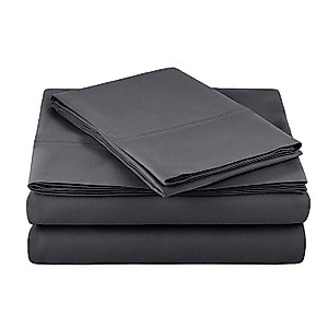 Marquess Microfiber Flannel Sheet Set-Ultra Soft & Comfortable 4 Pieces Sheet, Breathable & Luxury Warm Bedding Collection, Fade Resistant & Easy Care((CHARCOAL, FULL)