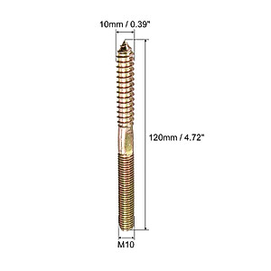 uxcell M10x120mm Hanger Bolts, 24pcs Double Head Thread Dowel Screws for Wood Furniture Connecting