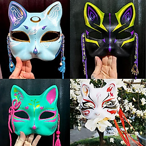 ChicRosa 5 Pcs Cat Masks White Paper Blank Hand Painted Masks Halloween Masquerade Costume Cosplay Accessories