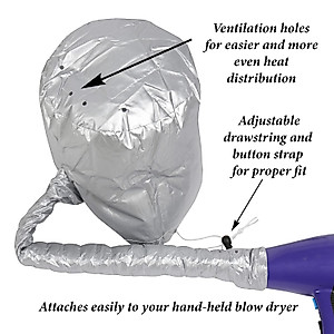 HAMPTON DIRECT Soft Bonnet Hair Dryer Attachment Hooded Hair Dryer Cap for Hand Blow Dryer, for Professional & Home Hair Styling, Deep Conditioning
