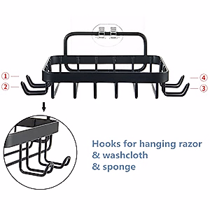 FouCortty Shower Caddy Basket Shelf Organizer with Soap Dishes,Bathroom Storage Rack,Adhesive No Drilling Wall Mounted Shower Kitchen Storage Accessories, SUS304 Stainless Steel - 4 Pack (Black)