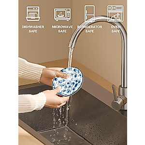 TAOCIGOU Ceramic Spoon Rest for Stove Top, 4.8" Spoon Rest for Kitchen Counter, Coffee Spoon Rest Holder, Cooking Ceramic Utensil Holder for Spatula Ladle Tongs, Set of 4 (Blue Flower)