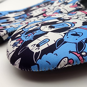 Dog Print Oven Mitts 2 Pack, Neoprene Fabric Heat Resistant Rubber Grip, Kitchen Oven Glove, Washable Pot Holder