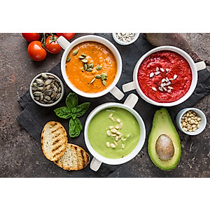 Kook Soup Crocks, Ceramic Bowls, Broil, Oven, Microwave and Dishwasher Safe, with Handles, For Casserole, Pasta, Cereal, 18 oz, Set of 4 (Coconut White)