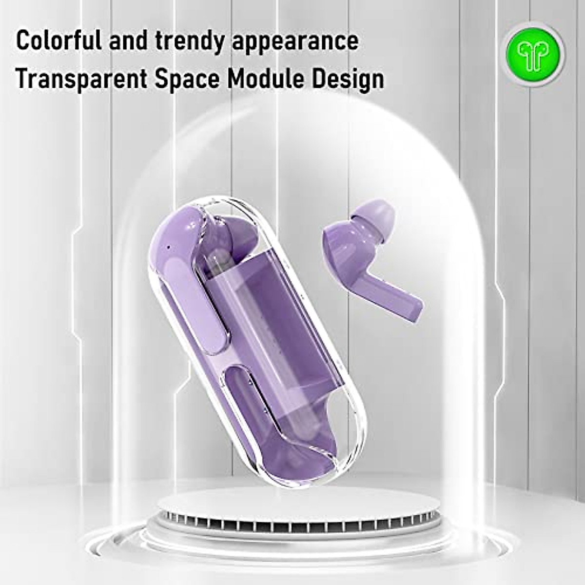 Lopunny Wireless Earbud, Bluetooth 5.3 Headphones Bluetooth Earbud, Deep Bass Wireless Earphones in Ear Noise Cancelling Ear Buds Dual Mic Call, USB-C Waterproof Headset for Game Sport (Purple)