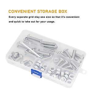 binifiMux 50pcs M8-1.25 x 15mm/ 20mm/ 25mm/ 30mm/ 35mm Flanged Hex Button Head Socket Cap Screws, 304 Stainless Steel / 18-8, Plain Finish, Full Thread