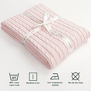 NTBAY 100% Pure Cotton Cable Knit Toddler Blanket, Super Soft Warm Breathable 30x40 Baby Blanket for Crib, Stroller, Nursery, Travel, Newborn, 30x40 Inches, Baby Pink