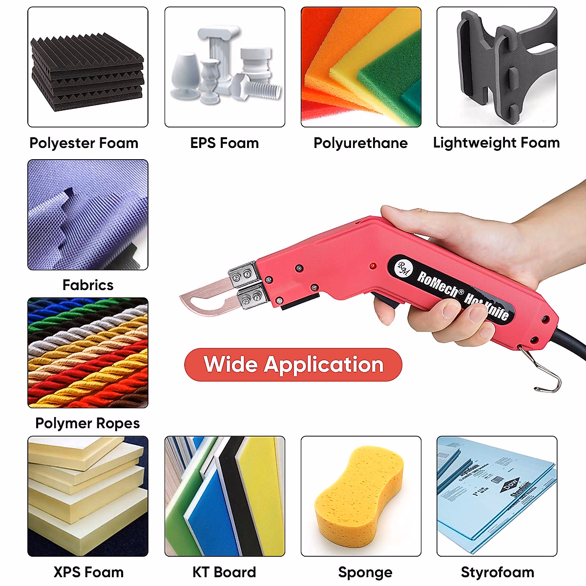 ROMECH Foam Cutter Pro Electric Hot Knife, 100W Styrofoam Cutting Tool Kit- with Heavy-duty Case Blades & Accessories RM-008 (100W)