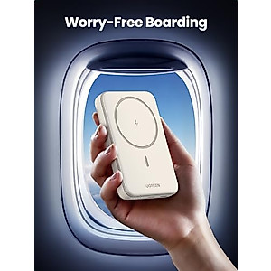 UGREEN Magnetic Power Bank, 10,000mAh Wireless Portable Charger, PD 20W Fast Charging Battery Pack with USB-C for Magsafe, iPhone 15/15 Plus/15 Pro/15 Pro Max, iPhone14/13/12 Series, White