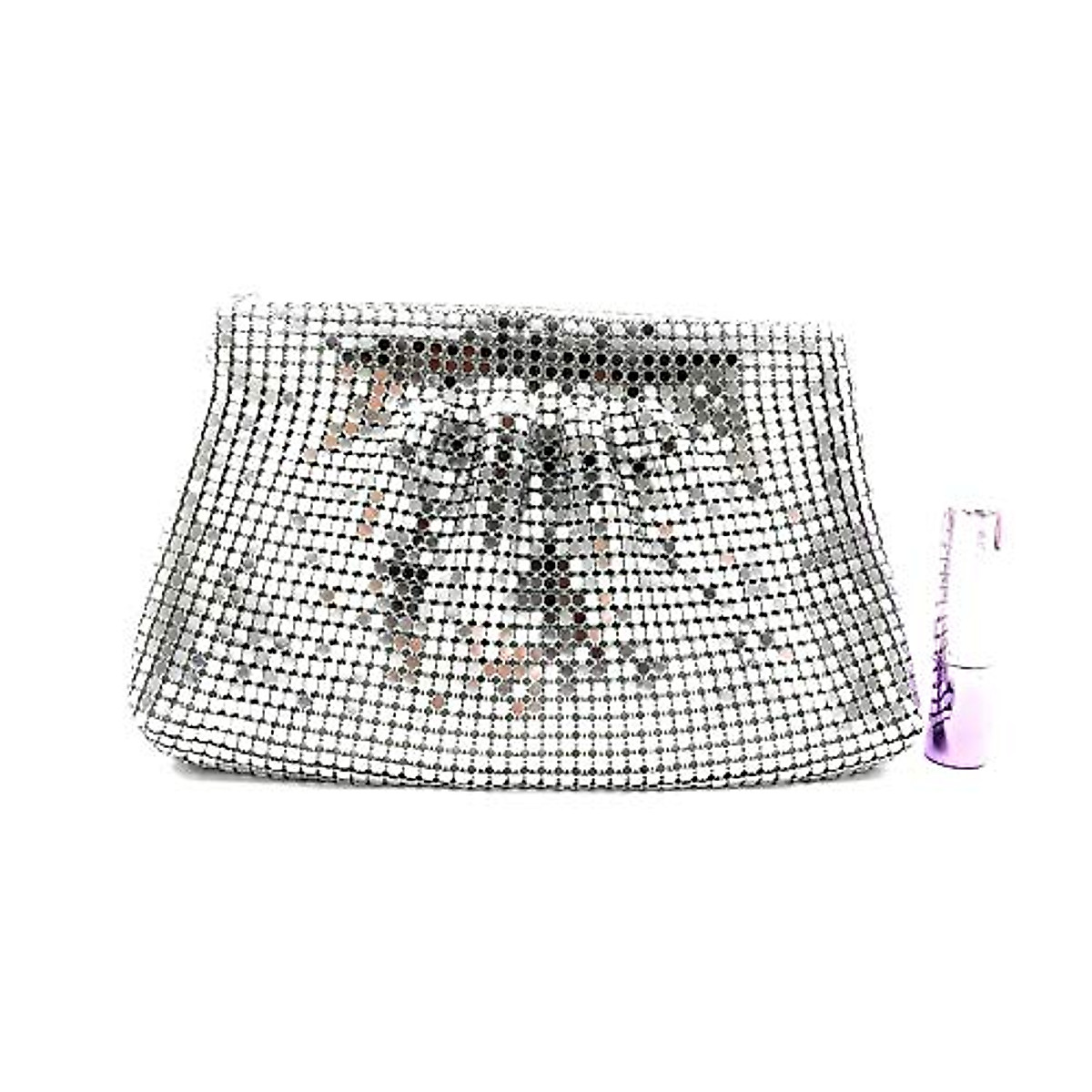 Frewahmesh Women's Evening Clutches Metal Mesh Party Purse Bag (Silver)