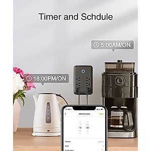 GHome Smart Plug Outlet Extender, USB Wall Charger with 3 Individual Smart Outlets and 3 Smart USB Ports, Works with Alexa Google Home, Surge Protector Plug Extender for APP Control,15A/1800W