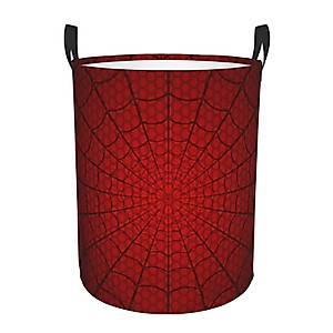 Spider Web Cobweb on Red Waterproof Foldable Laundry Hamper Bucket Laundry Room Basket for College Student Storage Pillows Blankets Living Room Bathroom Home Decor