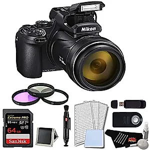 Nikon Coolpix P1000 Digital Camera Basic Bundle w/ 64GB Memory Card and Filter Kit (International Model)