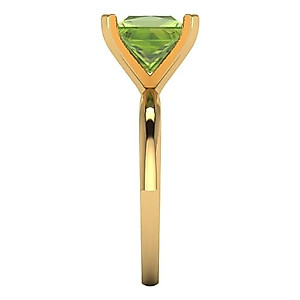 Clara Pucci 3.0 ct Princess Cut Solitaire Natural Peridot Engagement Wedding Bridal Promise Anniversary Ring 18K Yellow Gold Size 9.5