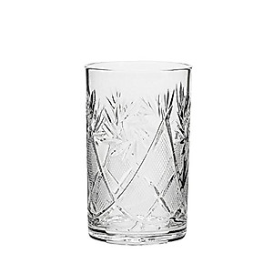 Set of 6, 8-Oz Hand Made Vintage Russian Crystal Tea Beverage Glasses for "Podstakannik", Old-fashioned Glassware