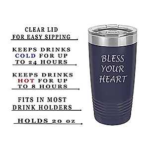 Rogue River Tactical Funny Sarcastic Southern Quote Bless Your Heart Large 20 Ounce Travel Tumbler Mug Cup w/Lid Sarcastic Work Gift For Boss Manager or Supervisor (Blue)