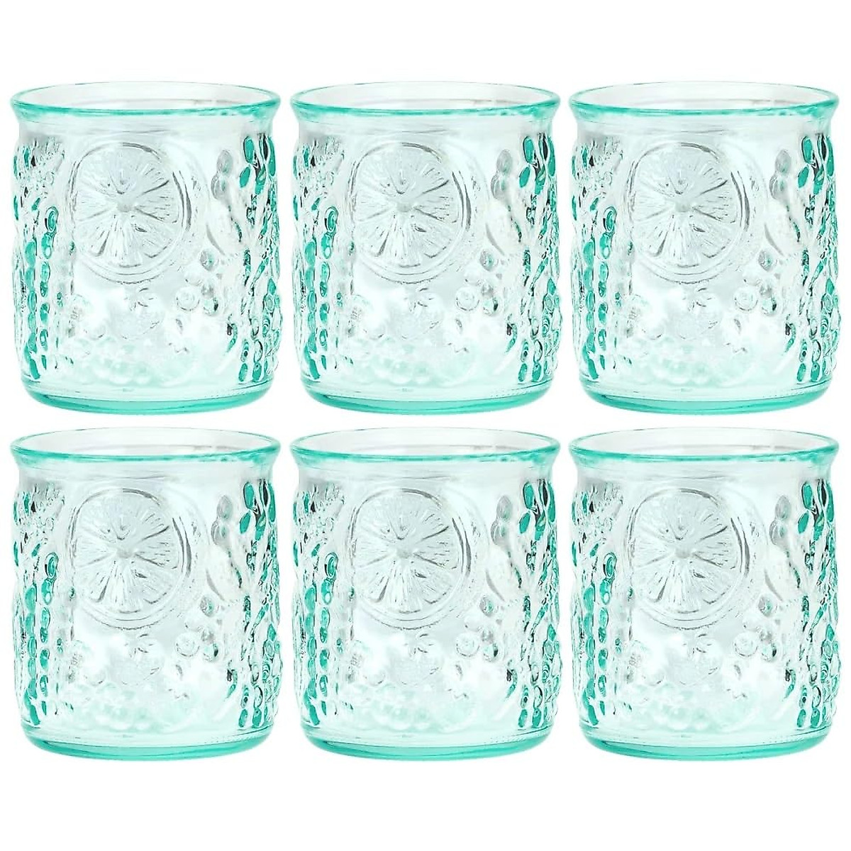 Amici Home Frutta DOF Glass | 12 Oz | Italian Made, Recycled Green Glass | Drinking Glass for Whiskey, Bourbon, Juice, Cocktails, Fresh Drinks (Set of 6)