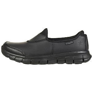 Skechers Women's Sure Track Work Shoes, Black Leather, 7