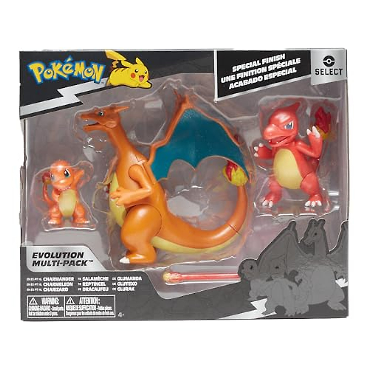 Pokémon Select Evolution 3 Pack - Features 2-Inch Charmander, 3-Inch Charmeleon and 4.5-Inch Charizard Battle Figures
