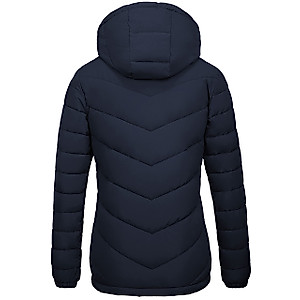 wantdo Women's Thickened Snow Coat Hooded Puffer Jacket Windbreaker Navy Medium