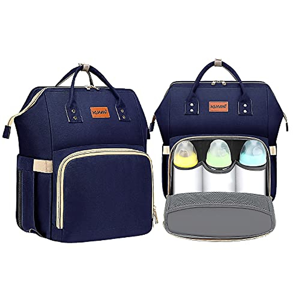 KUWANI Diaper Bag Backpack, Multifunction Travel Baby Changing Bag for Dad/Mom, Large Unisex Diaper Backpack, Waterproof Diaper Bag with Stroller Straps, Baby Registry Search(Navy Blue)