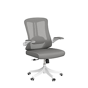 Office Chair with 350LBS Capacity, Ergonomic Comfort Home Desk Chair, Mid Back Gaming Chair with Wheels, Adjustable Height, Lumbar Support, Flip-up Armrest