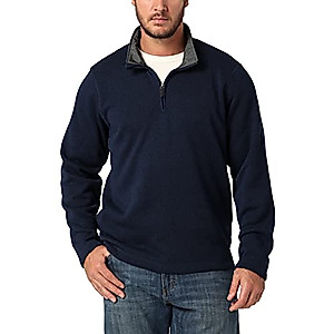 Wrangler Authentics Men's Long Sleeve Fleece Quarter-Zip, Mood Indigo, Small
